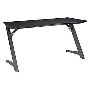 OSP Home Furnishings Beta Battlestation Gaming Desk with Bluetooth RGB LED Lights, Matte Black
