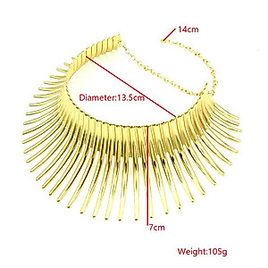 Barode African Collar Choker Necklace Gold Statement Chokers Bib Chunky Necklaces Jewelry for Women(Gold)