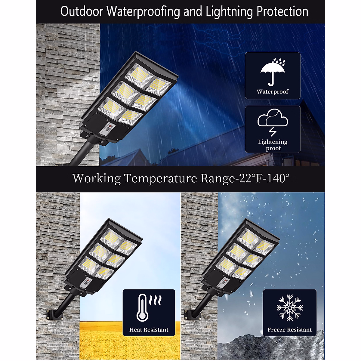 Solar Street Lights Outdoor, 800W Solar Parking Lot Lights, 6500K LED Street Light Dusk to Dawn, Solar Lights Outdoor Waterproof IP66, Wide Angle Lamp with Motion Sensor, for Yard, Commercial Grade