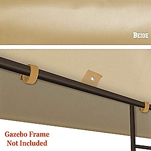 BenefitUSA 10x10 FT Gazebo Replacement Canopy Top Single Tier Canopy Top Cover (Beige)