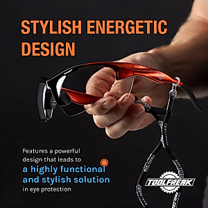 ToolFreak Rebel Safety Glasses - Light Grey - Lens Designed for Both Indoor & Outdoor Use - UV Protection, ANSI Z87-2020 Rated, Distortion-Free & Anti-Fog Coating - Hard Case & Cloth