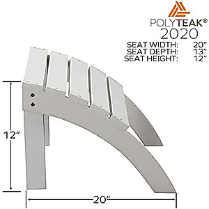 PolyTEAK Outdoor Ottoman, Real Wood Look, All-Weather Outdoor Patio Foot Stool, Outdoor Firepit Foot Rest for Adirondack Chairs (White)