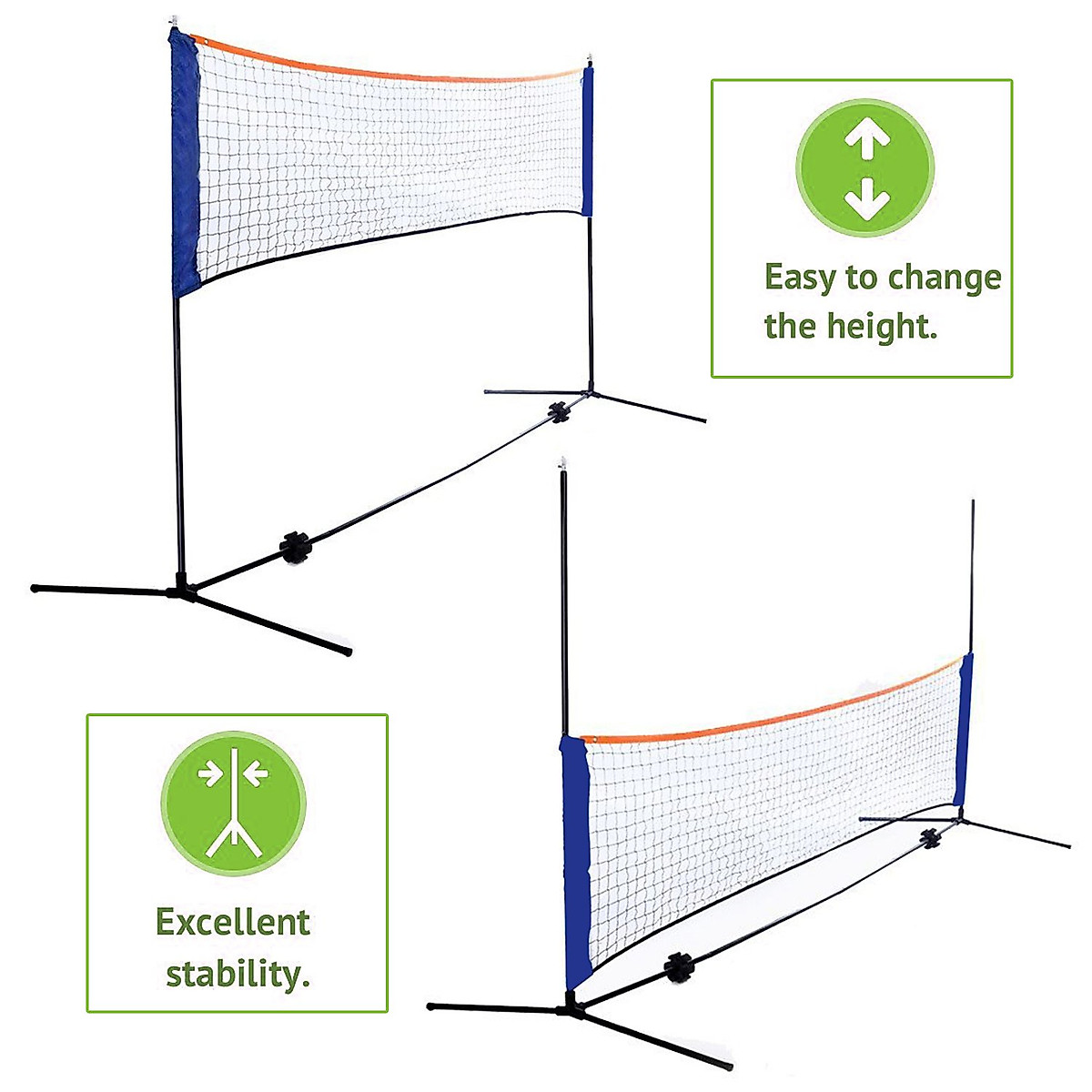 F2C Height Adjustable Portable Tennis Net, Badminton Net for Kids' Volleyball,Soccer Tennis,Pickleball, W/Steel Frame & Carrying Bag Indoor Outdoor Court Bench Backyard Driveway Gym,10FTX 5FT