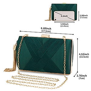 WEIMZC Women Clutch Bag for Evening, Fringed Evening Handbag,Lady Party Wedding Purse, Chain Cross Body Bag(Green)
