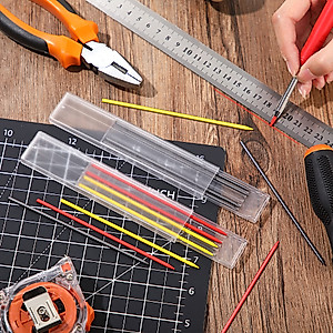 Hiboom 2 Pack Solid Carpenter Pencil with 14 Refill, Long Nosed Deep Hole Mechanical Pencil Marker with Built-in Sharpener for Carpenter Woodworking Architect Fathers Day Gift (Black, Red)