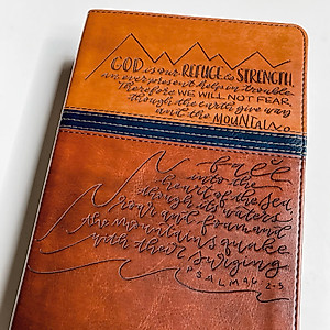 NIV Study Bible, Brown and Blue, Hand Illustrated & Laser Engraved, Custom Name Engraving Available, Personalized Gift for Birthday, Graduation, Baptism, Wedding or Anniversary