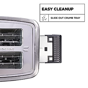 Crux 2 Slice Stainless Steel Toaster, Extra Wide Slots, Quick & Precise 6-Setting Shade Control, Reheat, Bagel and Gluten Free Function, Slide-Out Crumb Tray for Easy Clean Up, Silver/Copper Accents