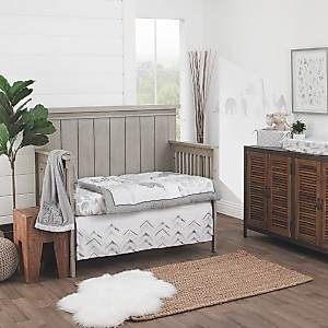 NoJo Elephant Tribe Grey and White 4 Piece Nursery Crib Bedding Set - Comforter, Fitted Crib Sheet, Dust Ruffle, Nursery Organizer