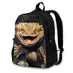 Bearded Dragon Laptop Backpack Durable Lightweight School Bookbag Casual Daypack Travel Hiking Camping College