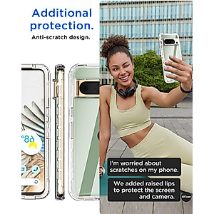 AICase Google Pixel 8 Pro Case Clear Full Body Rugged with [Tempered Glass Screen Protector] Bumper Slim Soft Silicone Heavy Duty Protection Shockproof Cover for Google Pixel 8 Pro 2023_4