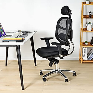 WAFTING Office Chair, Large and Tall Desk Chair, Adjustable Backrest Computer Chair with Thick Seat Cushion, 3D Adjustable Headrest, Lumbar Support and Armrest，Home Office Ergonomic Chair Black