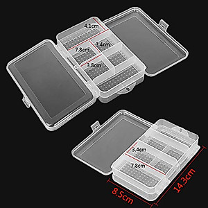 MUXSAM Double Sided Storage Organizer Container with Dividers, 1-Pack Jewelry Box Case 5.6x3.3in for Craft Beads Makeup Rings Earrings Necklace Fishing Tackles Screws (Plastic Front 4 + Back 6 Grids)