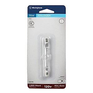 Westinghouse Lighting 04779 Corp 75-watt T3 Double Ended Halogen Bulb, Clear, 1 Count (Pack of 1)