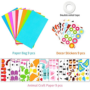 WATINC 9Pack Hand Puppet Art Craft Paper Sock Puppets DIY Making Your Own Puppet Kits Party Favors Wiggle Googly Eyes Storytelling Party Supplies Imaginative Play Birthday Party for Boys Girls