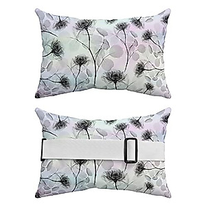 Recliner Head Pillow Ledge Loungers Chair Pillows with Insert X-Ray Roses Dreamy Pink Purple Green Lumbar Pillow with Adjustable Strap Outside Patio Decorative Garden Cushion for Bench Couch, 2 PCS