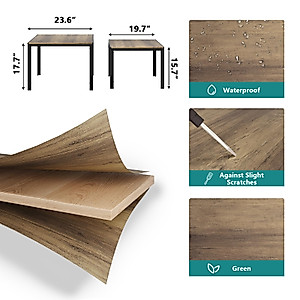 Smuxee Nesting Coffee Table Set of 2, Square Modern Stacking Table with Wood Finish, Industrial End Table Side Tables for Living Room Bedroom Balcony Yard Oak