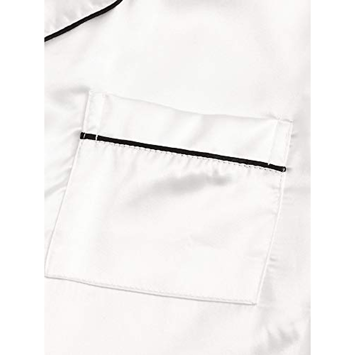 SweatyRocks Women's Short Sleeve Sleepwear Button Down Satin 2 Piece Pajama Set White Medium