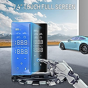 WOVAWOVA Tire Inflator Portable Air Compressor,12000 mAh Air Pump,150PSI Cordless & 12V DC Dual Power Supply,2.5X Faster Inflation,7.4'' Touch Full Screen,Tire Pump for Car/Motorcycle/Bike/Ball