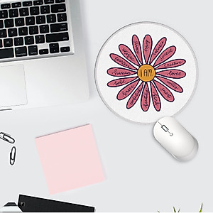 Udinaz Inspirational Quote Pink Daisy Flower I Am Positive Affirmations Round Non-Slip Rubber Mousepad 7.9″×7.9″ for Wireless Mouse Laptop Computer Gaming Office Dorm Home Desk,Girls Women Teens Gifts