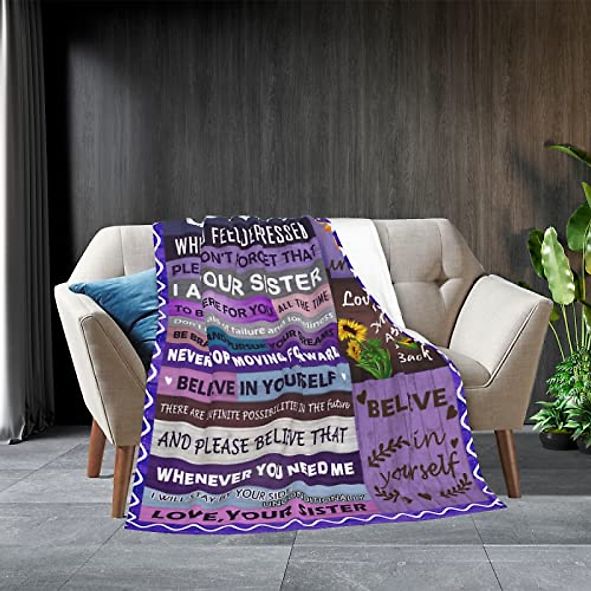 Sister Birthday Gifts from Sister Throw Blanket Gifts for Sister Flannel Blankets Sisters Gifts from Sister Soft Microfiber Fleece Blanket for Bed Sofa, for Sister 60"X50"