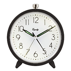 Equity 20091 5 Inch Silent Sweeping Quartz Metal Alarm Clock, Dark Gray