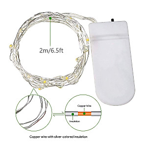 Cynzia 36 Pack Fairy Lights Battery Operated, 20 LED 6.6ft/2m Starry String Lights, Waterproof Mini Silver Wire Firefly Lights for Mason Jar DIY, Wedding Christmas Decor (Warm White)