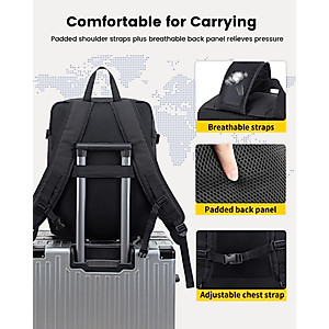 Vorspack Travel Backpack for Women Men - Carry On Backpack for Airplanes Large Laptop Backpack Casual Daypack with Shoe Compartment for Travel Work College - Black