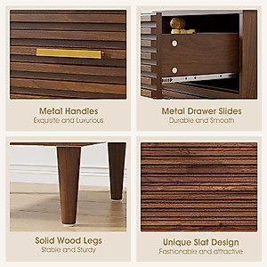 Alohappy Night Stand with Charging Station Set of 2, Bedside Table with 2 Drawers, Mid Century Modern End Table, Bed Side Table with USB Ports and Outlets, Nightstand for Bedroom, Brown 2pcs