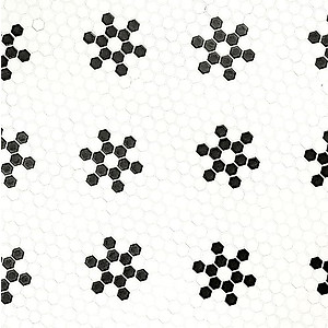Capella Star Pattern Black and White Hexagon 1" Porcelain Floor and Wall Tile Matte for Kitchen Backsplash, Bathroom Shower, Decorative Accent Wall (1 Sheet)