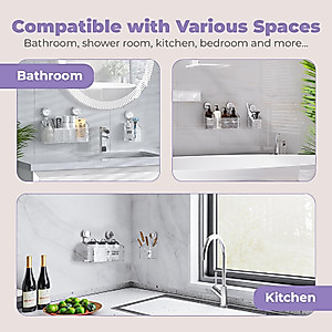 KatiKaddy Suction Cup Shower Caddy 2-Pack Set, No-Drilling New Home Decor Essentials, Large&Small Shower Organizer Shelf, Rustproof Sturdy Accessories Storage Rack, For Apartment Wall Bathroom Dorm RV