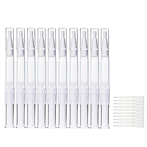 TWY 10 Pack 3ml Transparent Empty Nail Oil Twist Pen Cosmetic Container Lip Gloss Brush Applicators Eyelash Growth Liquid Tube with 10 Pack 3ml Plastic Graduated Transfer Pipettes