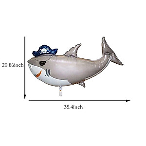 2pcs Shark Balloons Large Aluminum Foil Shark Balloon Pirate Theme Ocean Theme Birthday Party Decorations Baby Shower