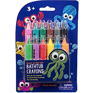 SCS Direct Bath Crayons Super Set -Set of 12 Draw in the Tub Colors with Bathtub Storage Mesh Bag -Non-Toxic, Safe for Children, Won't Disintegrate in Water -Art Project for Toddlers, Gift for Kids