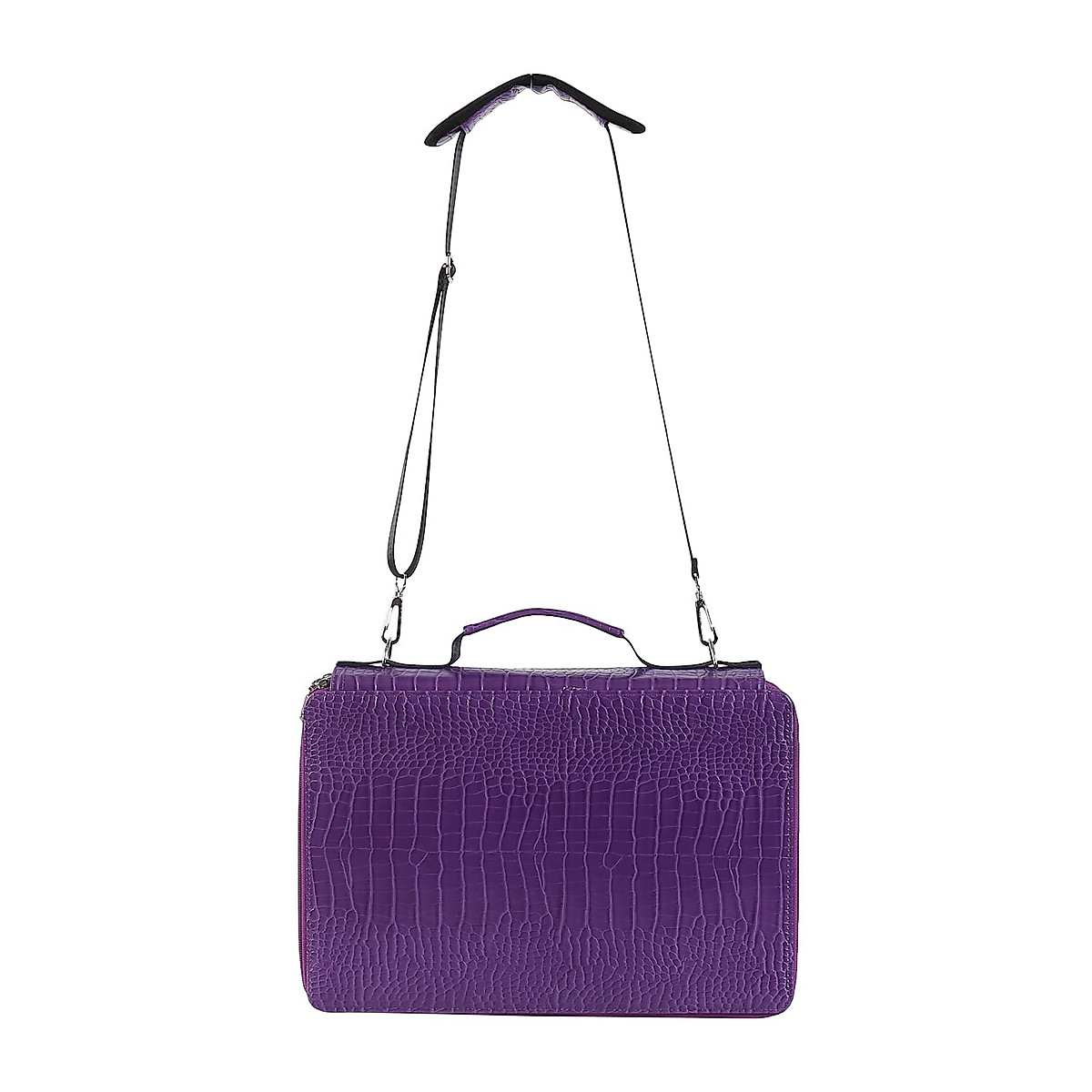 Shulaner 500 Slots Colored Pencil Case with Zipper Closure Crocodile Pattern Large Capacity Pencils Bag Waterproof PU Leather Pen Organizer Storage Holder for Artist (Purple Croco, Small Slots)