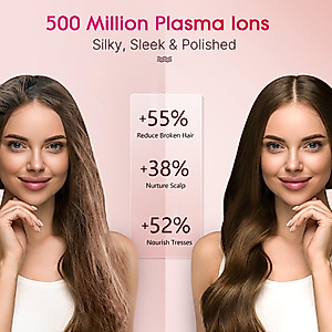 SKYMOON Ionic Hair Dryer, Lightweight Ionic Blow Dryer with 110,000 RPM High Speed Motor for Fast Drying, 1400W Thermal-Control 4 Temps/3 Speeds Hairdryer for Home & Travel, Pink