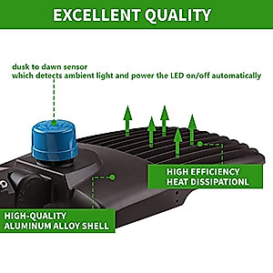 300W LED Parking Lot Pole Lights Adjustable Arms Mount with Photocell, Surge Protection Built-in LED Shoebox Lights 42000LM 5000K IP65 Waterproof Outdoor Commercial Area Street Lighting