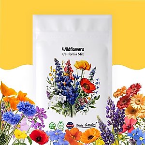 California Wildflower Mix - 5,000 Seeds - 17 Varieties - No Fillers, Open Pollinated and Non GMO, Perennial and Annual Garden Flowers, Attracts Bees and Butterflies