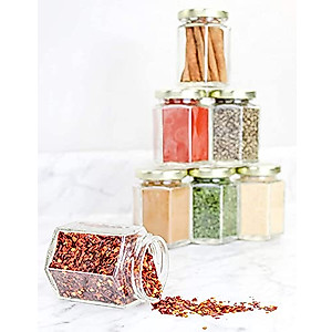 Cornucopia 6-Ounce Hexagon Glass Jars (12-Pack); Empty Hex Jars w/Gold Lids for Party Favors, Jams, Samples & More