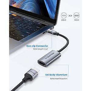 LENTION USB C to HDMI Adapter 4K@60Hz,Thunderbolt 3/4 to HDMI Adapter,HDMI to USB-C Adapter,USB-C Compatible 2023-2016 MacBook Pro,New iPad/Surface/Mac Air,Galaxy,Pixelbook,XPS etc(CU607,Space Gray)