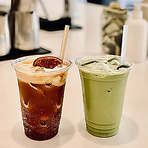 NEEBAKE Paper Drinking Straws - 200Pcs Biodegradable Drinking Stripe (White)