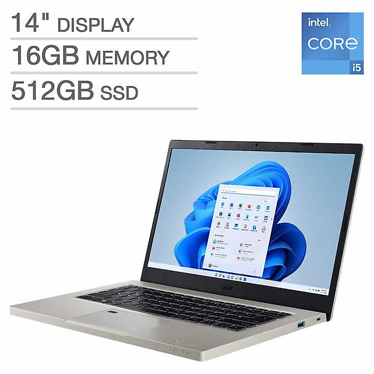 acer 2023 Newest Aspire Vero 14" IPS FHD Slim Laptop, 12th Gen Intel 10-Core i5-1235U, 16GB LPDDR4x 512GB SSD, Thunderbolt 4, Fingerprint Reader, Backlit Keyboard, Windows 11, 3in1 Accessories