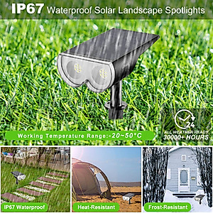 Linkind StarRay Solar Spot Lights Outdoor, 16 LEDs IP67 Waterproof Dusk-to-Dawn Landscape Spotlights, 6500K Daylight Wall Lights for Garden Yard Driveway Walkway, 2 Pack