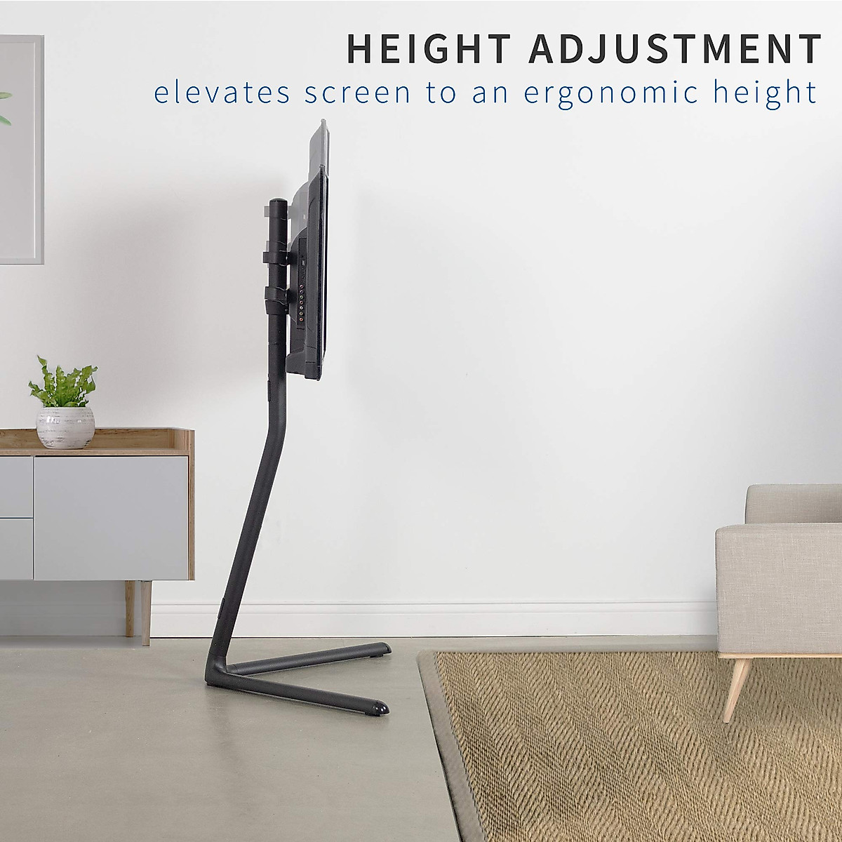 VIVO Space Saving 49 to 70 inch LED LCD Studio TV Display Stand, Television Mount with V-Base, Holds VESA up to 600x400, Black STAND-TV70B