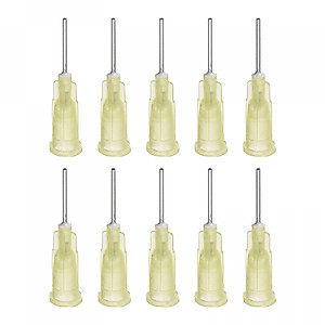uxcell Industrial Blunt Tip Dispensing Needle with Luer Lock for Liquid Glue Gun, 20G 1/2", 10 Pcs (Yellow)