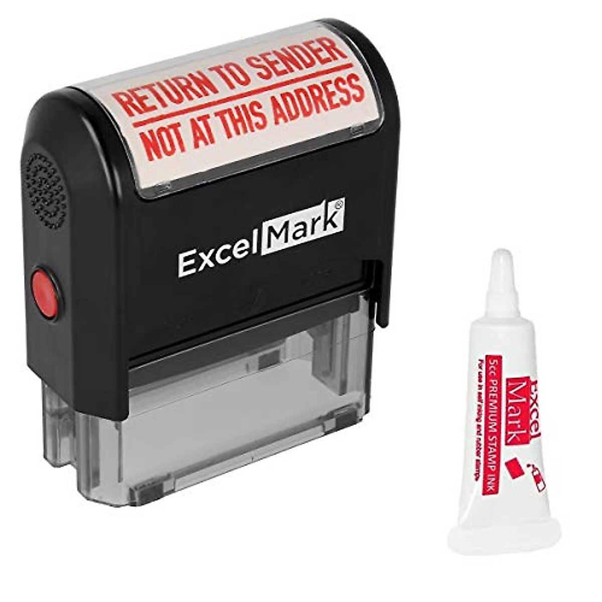 ExcelMark Return to Sender NOT at This Address Self Inking Rubber Stamp - Red Ink (A2359) - Large Size (Stamp Plus 5cc Refill Ink)