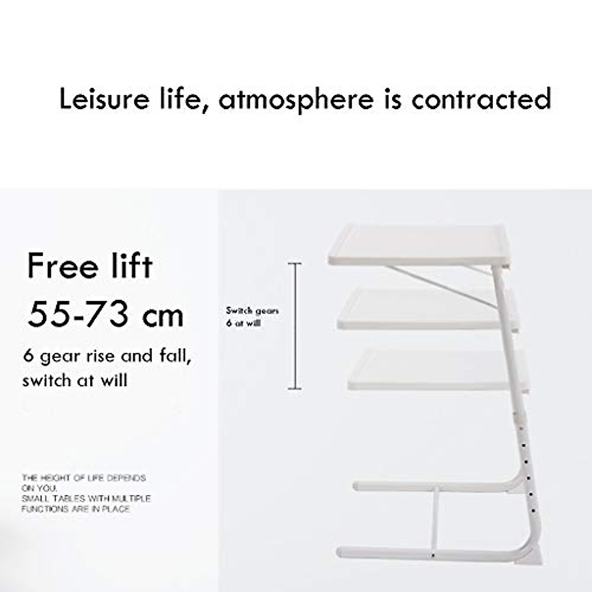 Liftable Laptop Table Bedside Study Wirting Table Student Dormitory Computer Table Height Adjustable for Small Space (White)