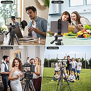 63" Tripod for iPad and iPhone, GMAIPOP Camera Tripod Stand for Cell Phone/Tablet 4"-12.9",Aluminum Portable Travel Tripod Mount with Remote & Carry Bag for Live Stream/Video Recording