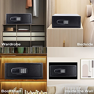 Joosen Safe Box,1 Cubic Feet Money Pistols Document Personal Screct Mini Small Safe Mounting On Floor Wall Of Home Office Hotel,Ditigal Electric Safety Box With Keypad Override Keys