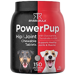 Horbäach Glucosamine for Dogs | 150 Chews | Hip and Joint Supplement for Dogs | Glucosamine, Chondroitin, MSM, Turmeric and More | Non-GMO & Gluten Free | by River & RULA