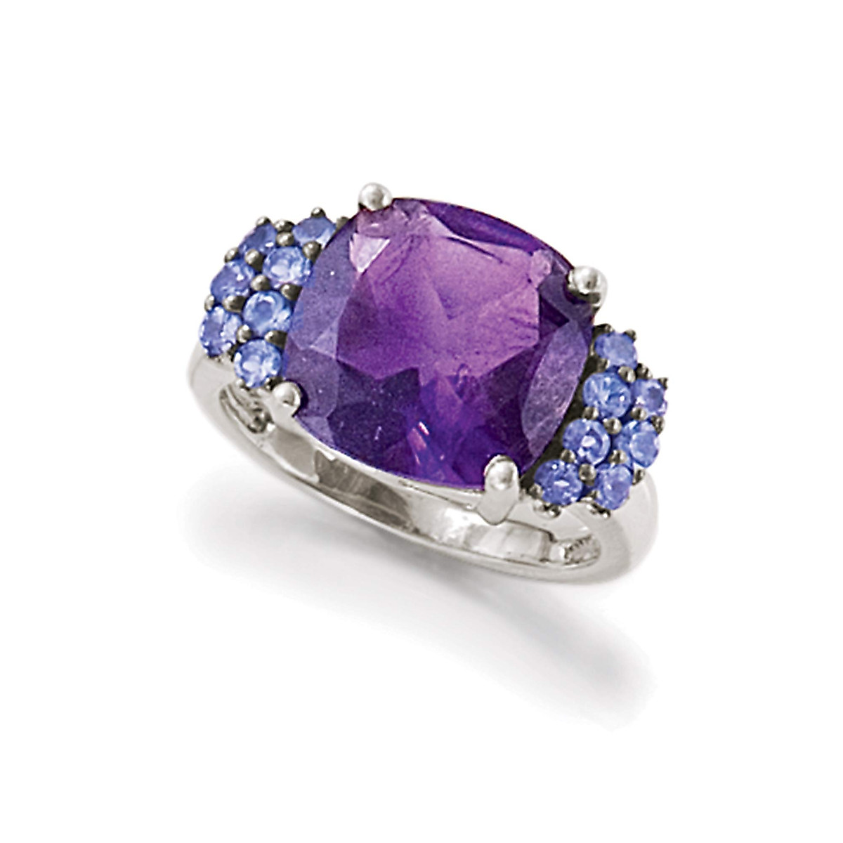 Ross-Simons 5.50 Carat Amethyst and .40 ct. t.w. Tanzanite Ring in Sterling Silver. Size 7